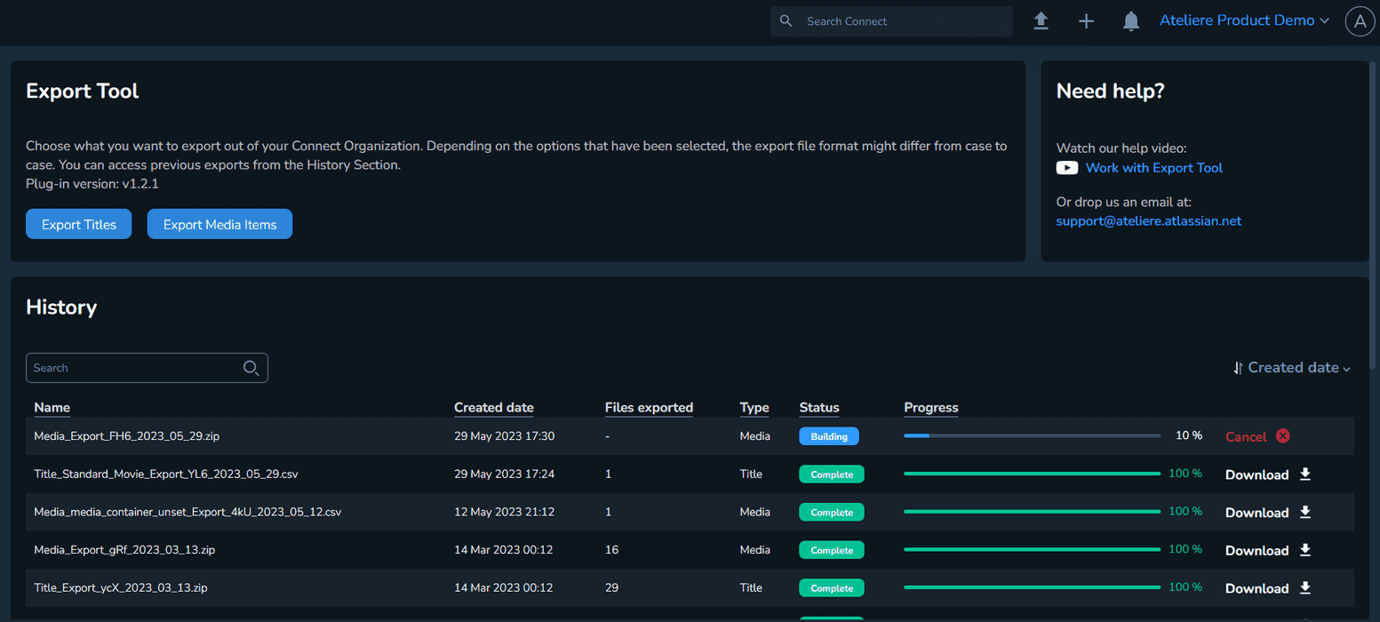 Connect Docs :: The Export Tool Plug-in