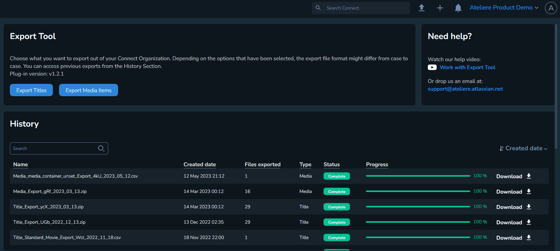 Connect Docs :: The Export Tool Plug-in